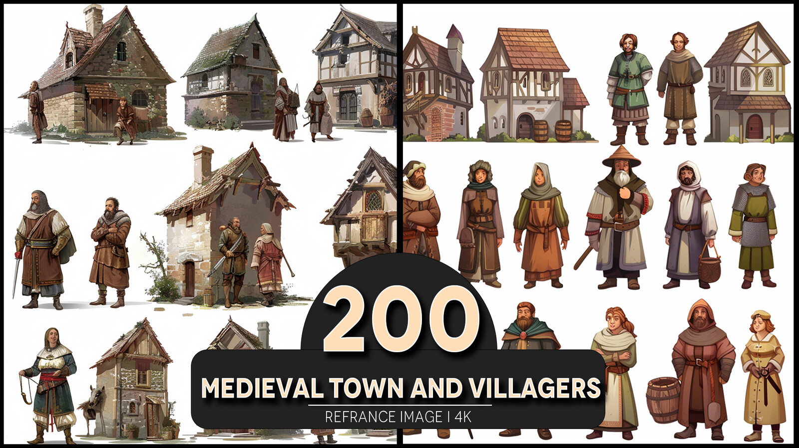 Pixel Ref - Medieval Town and Villagers 4K Reference/Concept Images