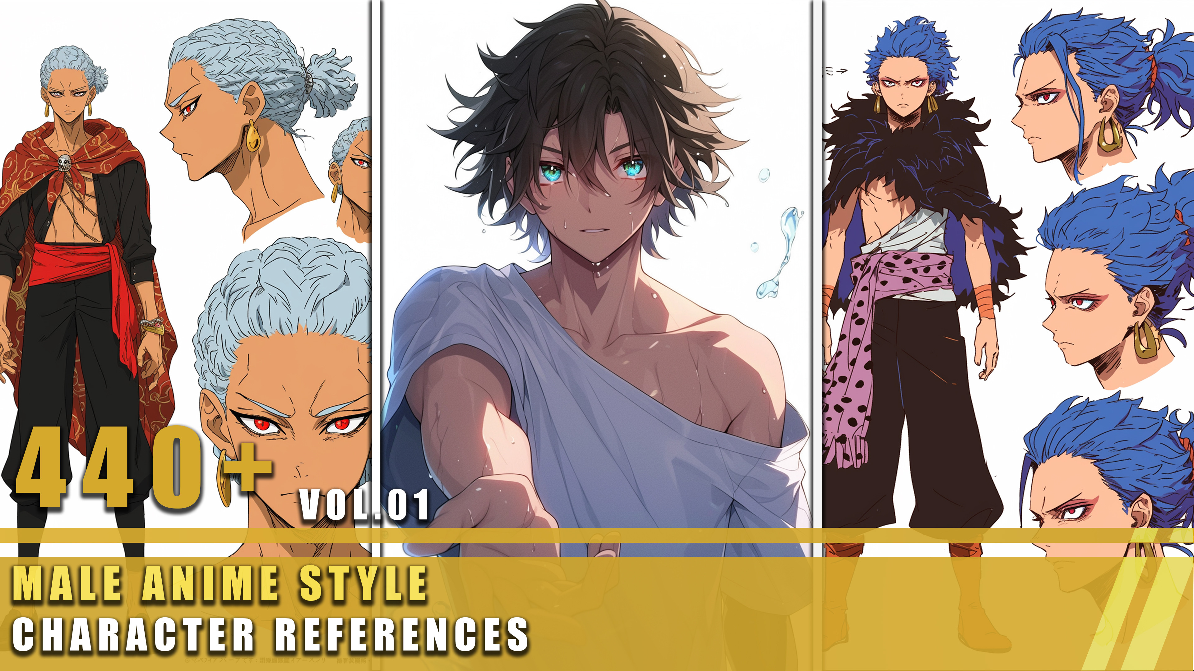 WaterLaw's Studio - 440+ Male Anime Style - Character References Vol.01