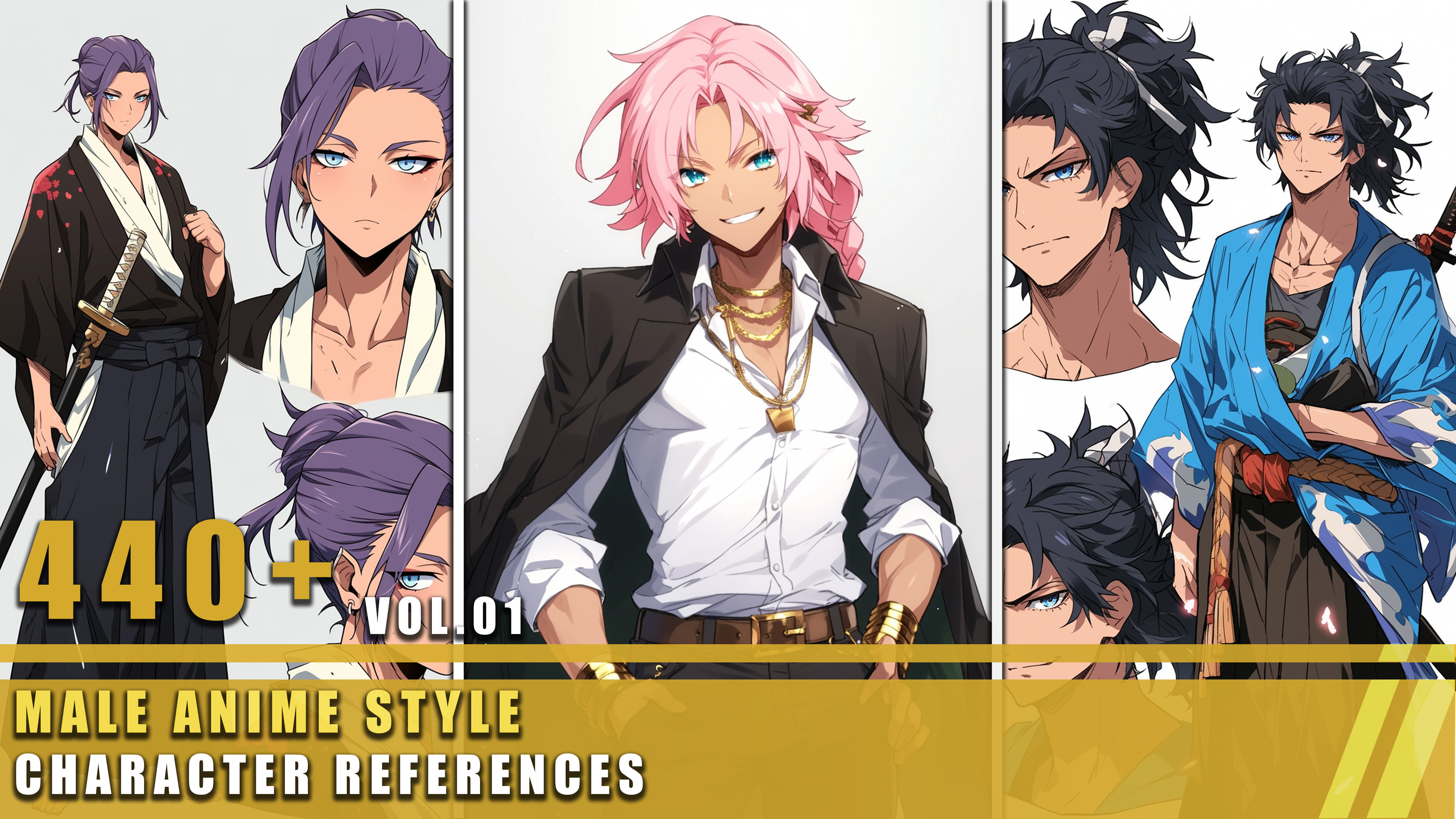 WaterLaw's Studio - 440+ Male Anime Style - Character References Vol.01