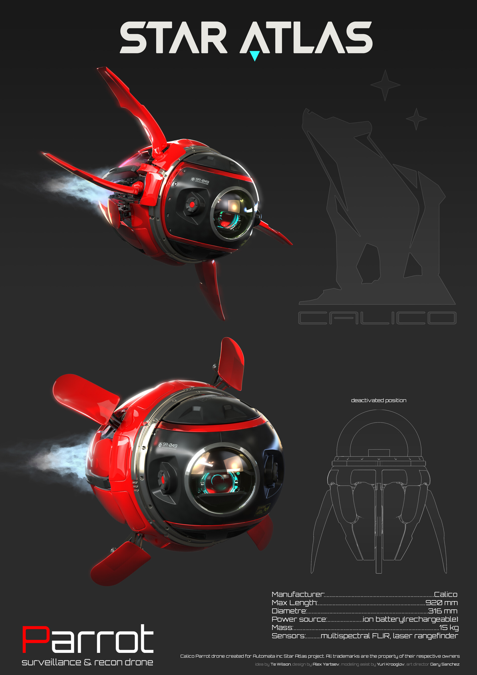 RenderDock - Calico Parrot Drone