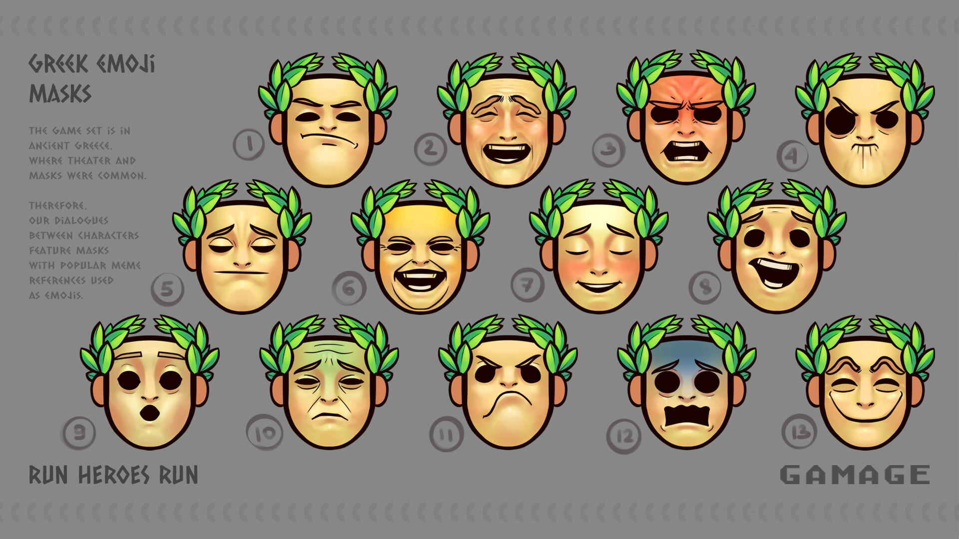 ArtStation - Greek Emoji Masks concept