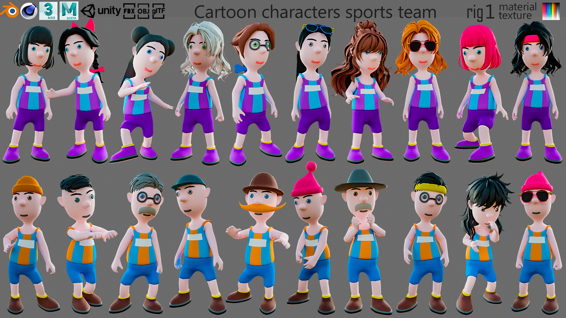 ArtStation - Cartoon characters sports team