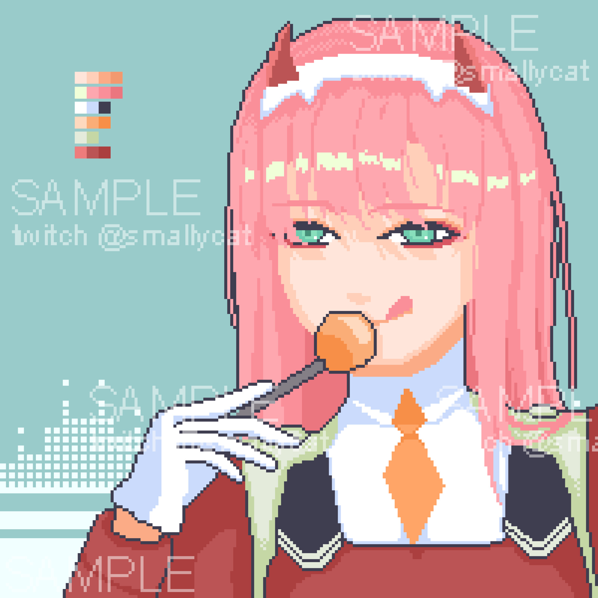 ArtStation - Darling in the Franxx zero two pixel art