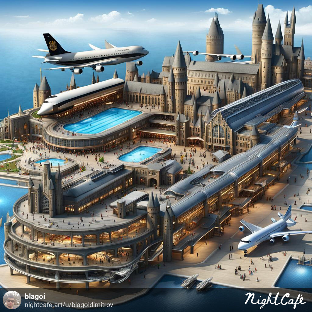 ArtStation - Hogwarts ship and a big airport with a big plane and on ...