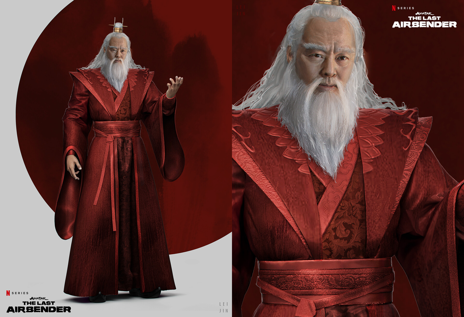 Lei Jin - Netflix's Avatar: The Last Airbender - Master Roku Costume Concept Illustration