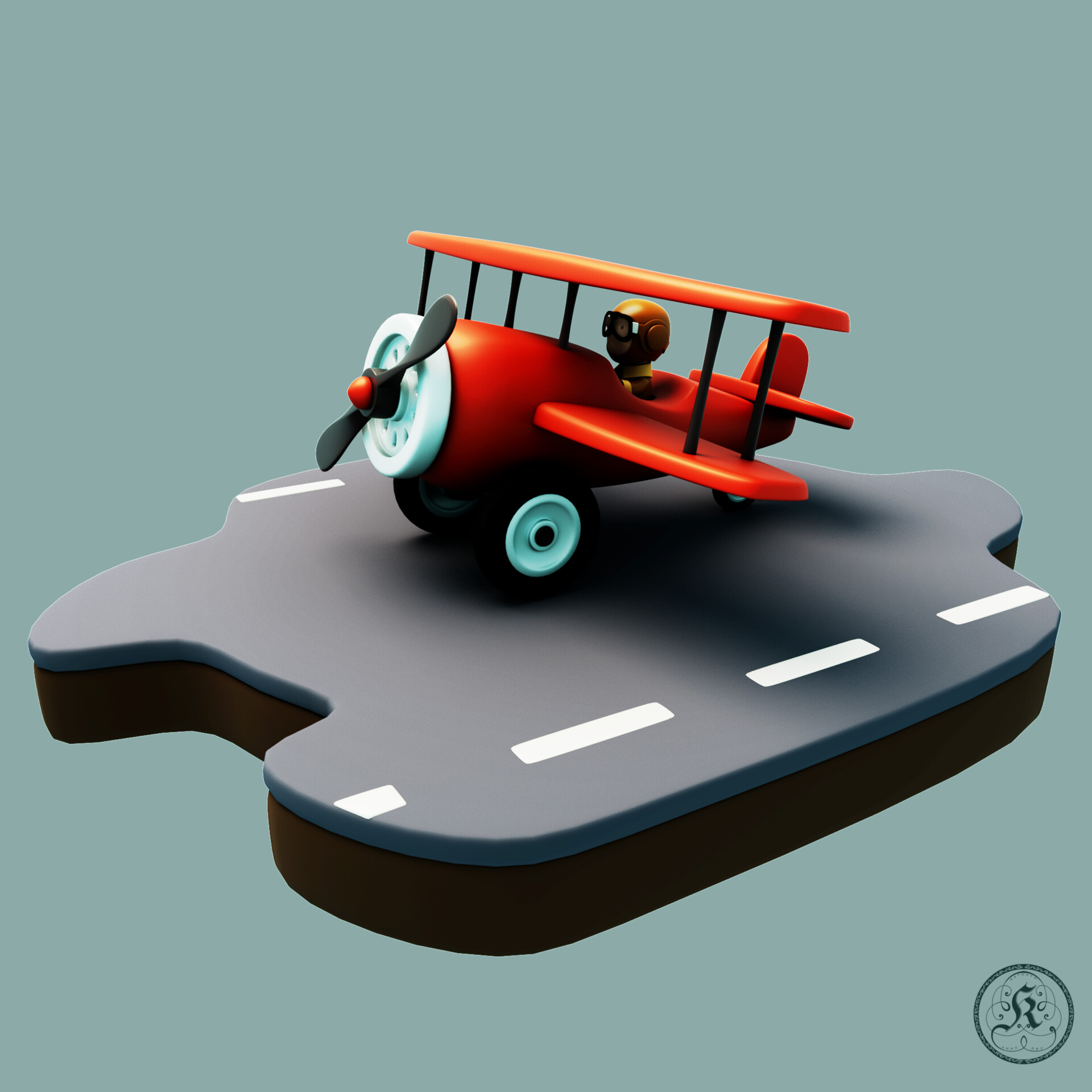 ArtStation - Stylised Low-Poly Biplane