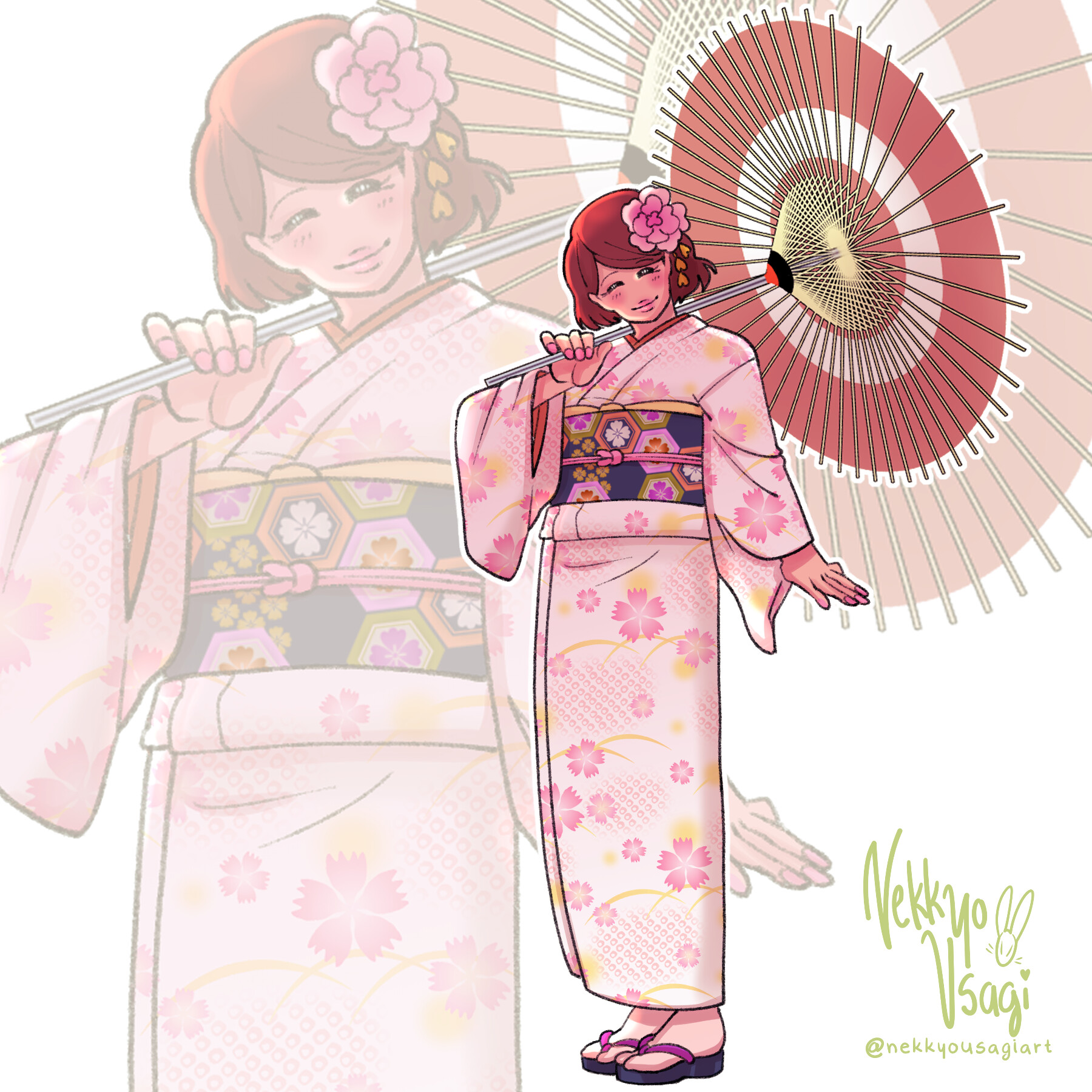 ArtStation - Sakura Kimono Illustration