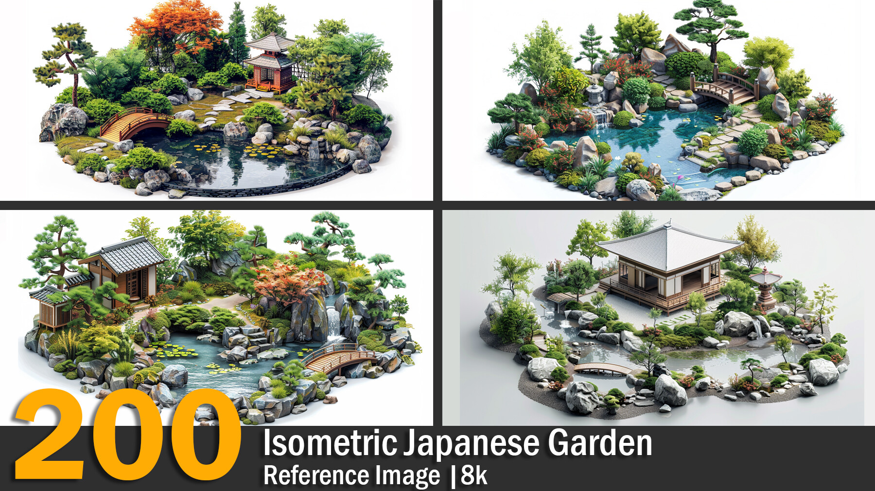 Lumière - Isometric Japanese Garden | Reference Images | 8k