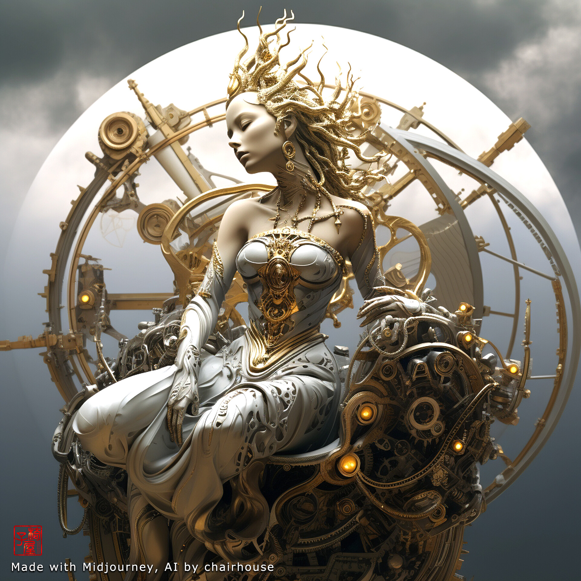 ArtStation - mechanical goddess8 in the future machine city under EPAC 240409 by Midjourney
