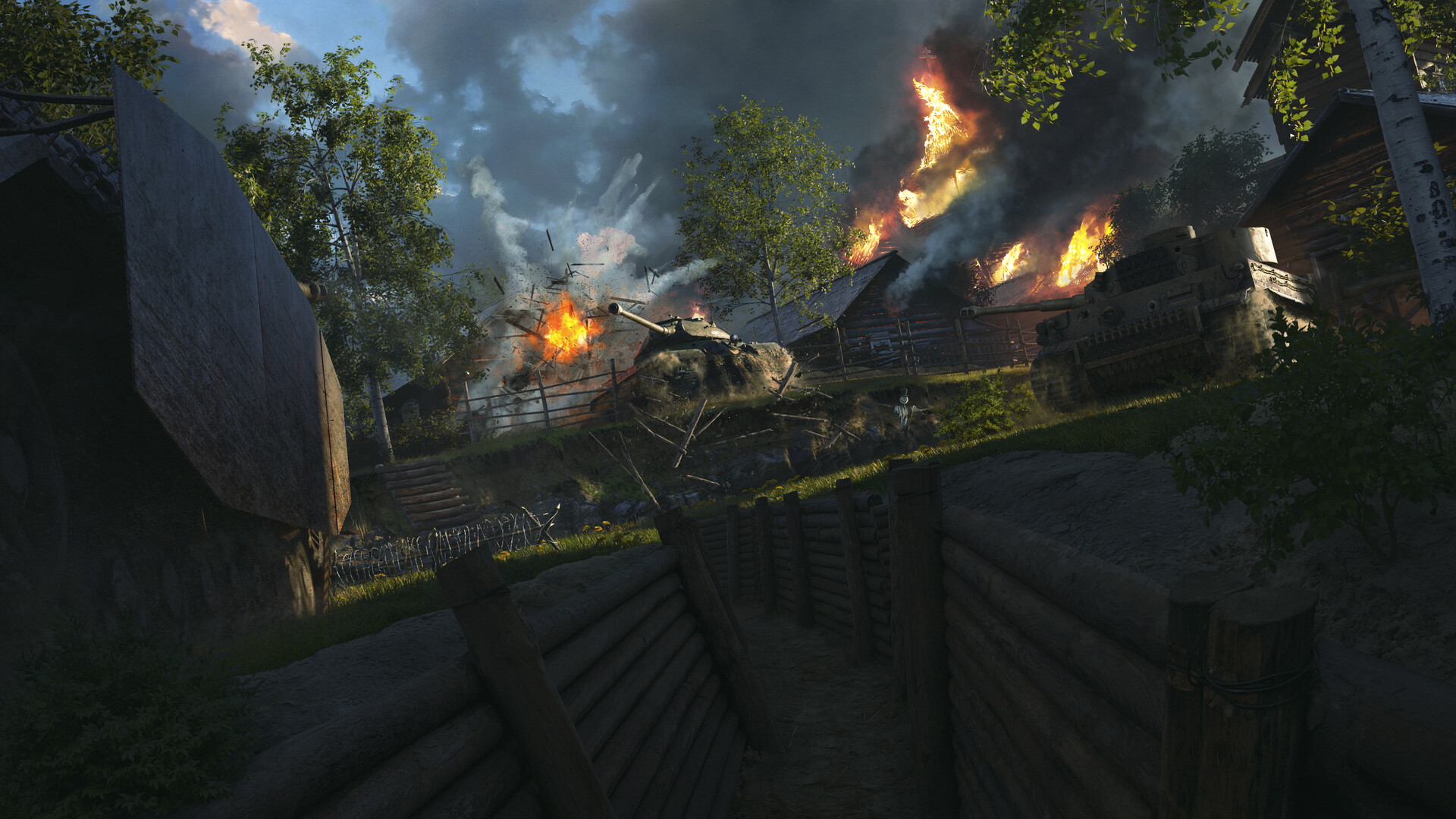 ArtStation - Tank battle in the village