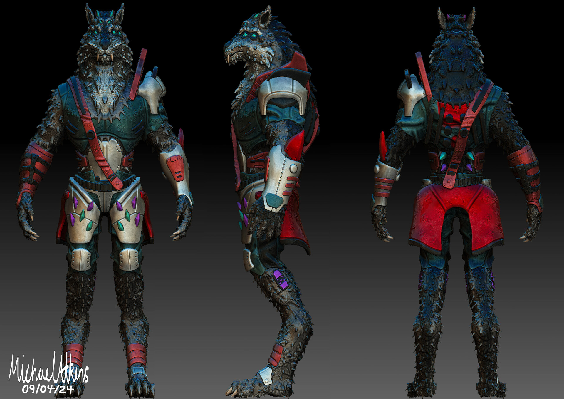 ArtStation - Michael Atkins 3D Wolf Alien Character Sheet
