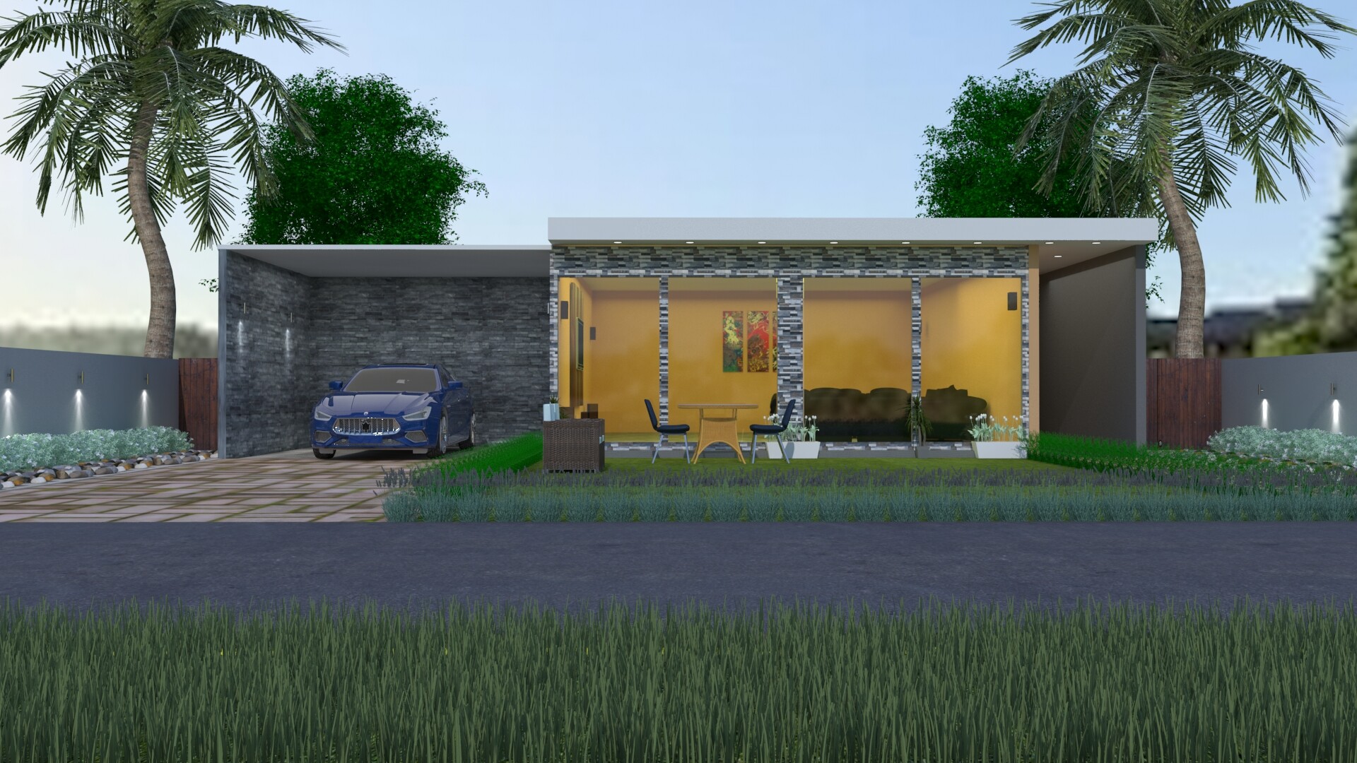 ArtStation - 3ds max courtyard house