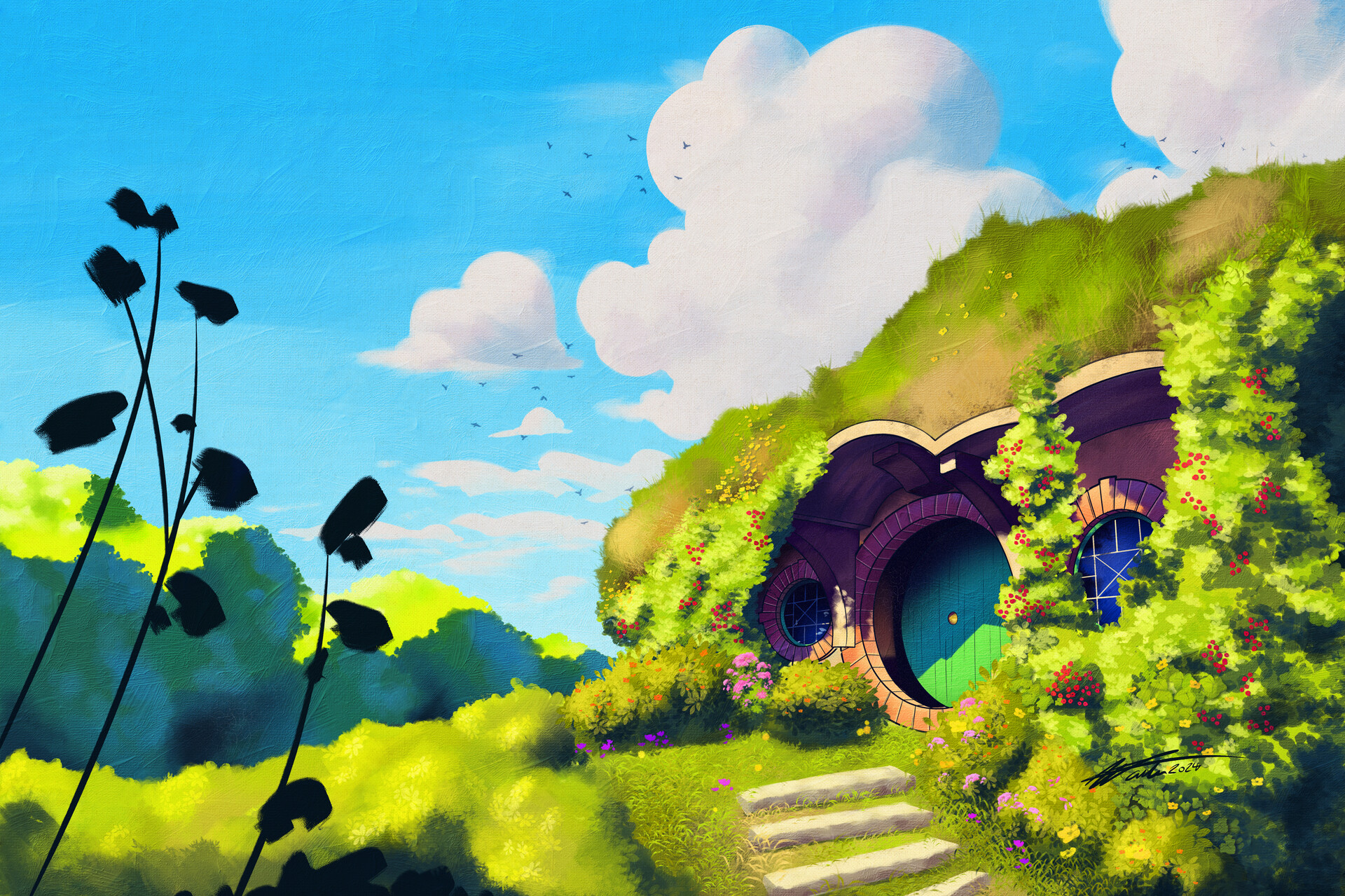 ArtStation - Hobbit Hole Painting