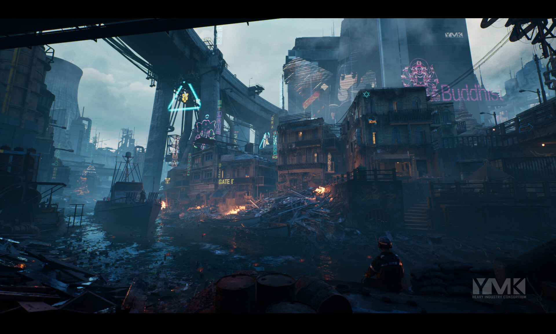 ArtStation - Cyberpunk River Road，Revise