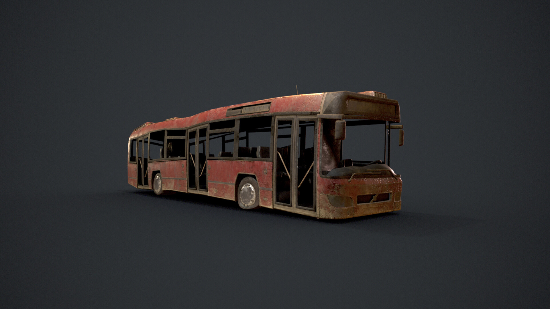 ArtStation - 3D Props - Damaged Bus