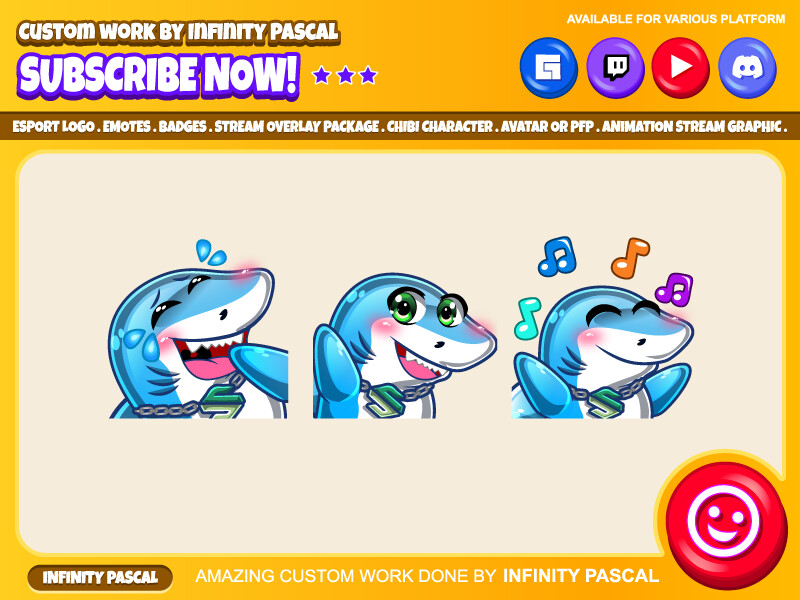 ArtStation - 🦈Custom Chibi Shark Twitch Emotes🦈