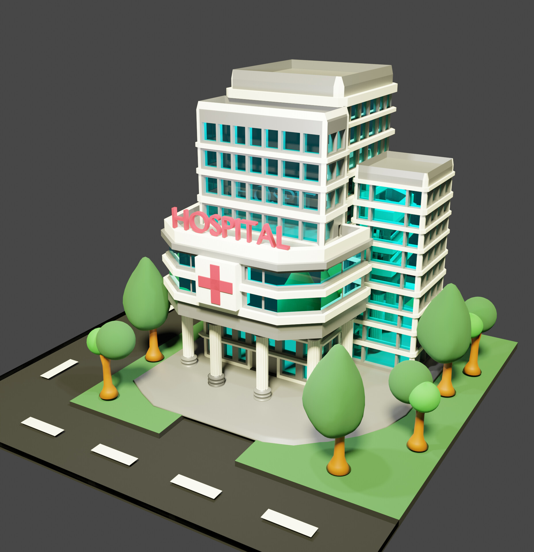 ArtStation - Low Poly Hospital Building
