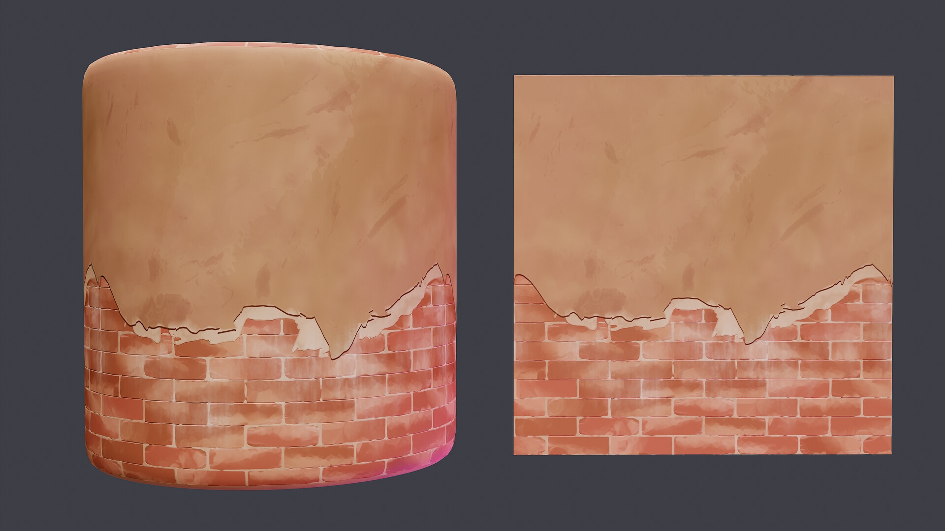 ArtStation - Stylized Plaster Brick Wall