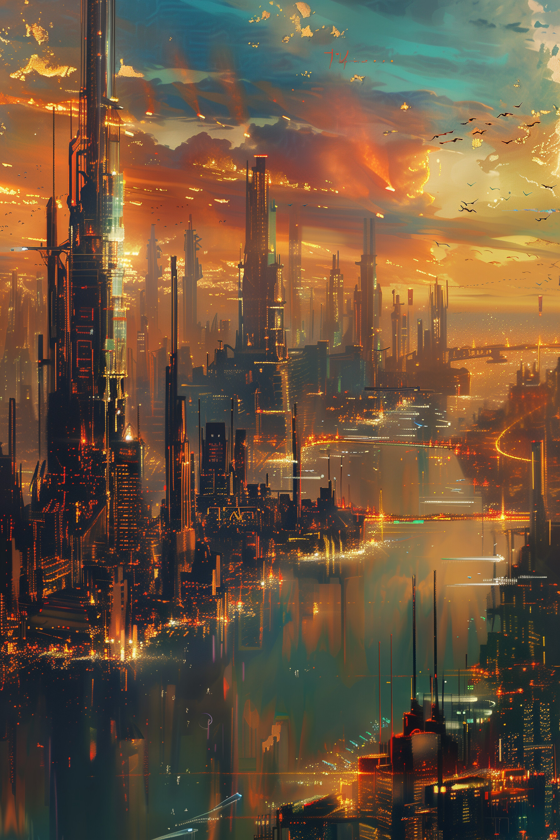 ArtStation - Future city at sunset