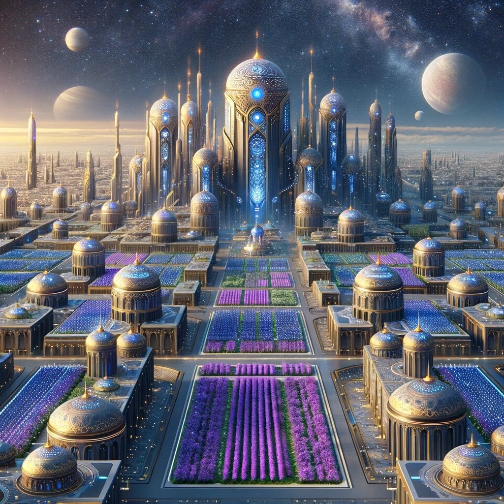 ArtStation - Alien City With Purple Farm Fields