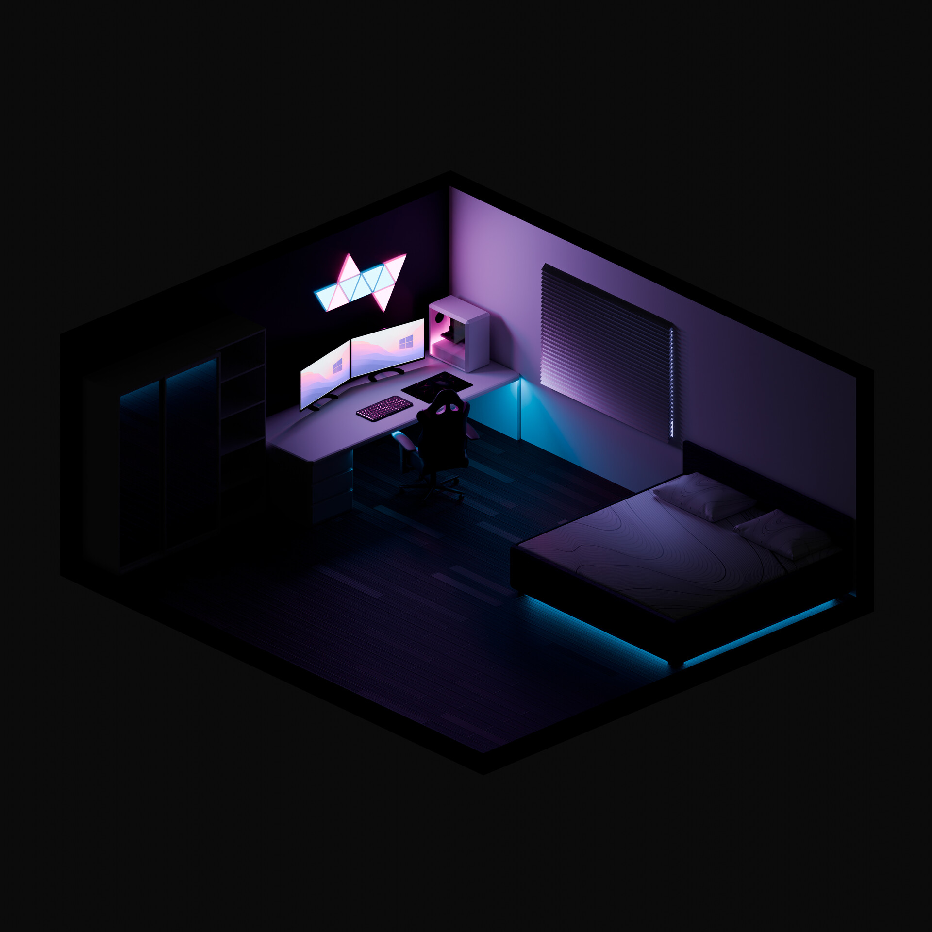 ArtStation - Orthographic 3d room render