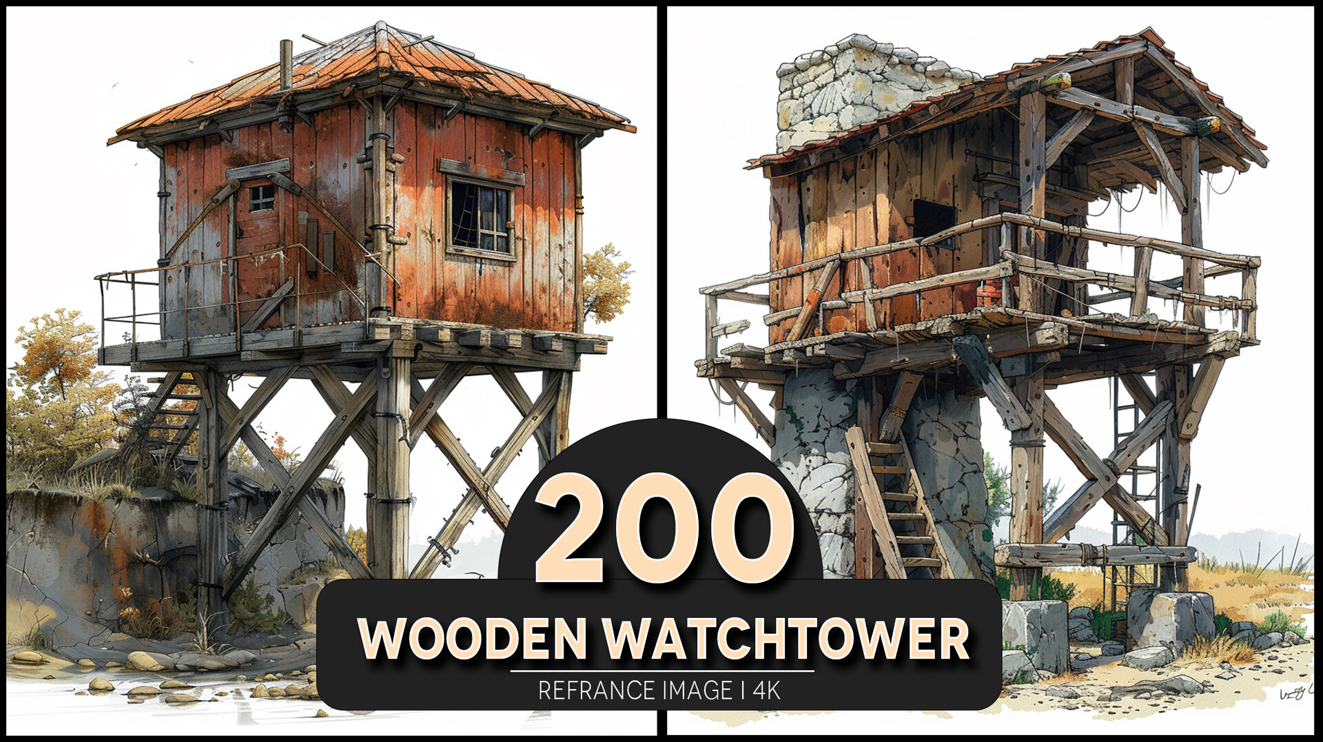 Pixel Ref - Wooden Watchtower 4K Reference/Concept Images