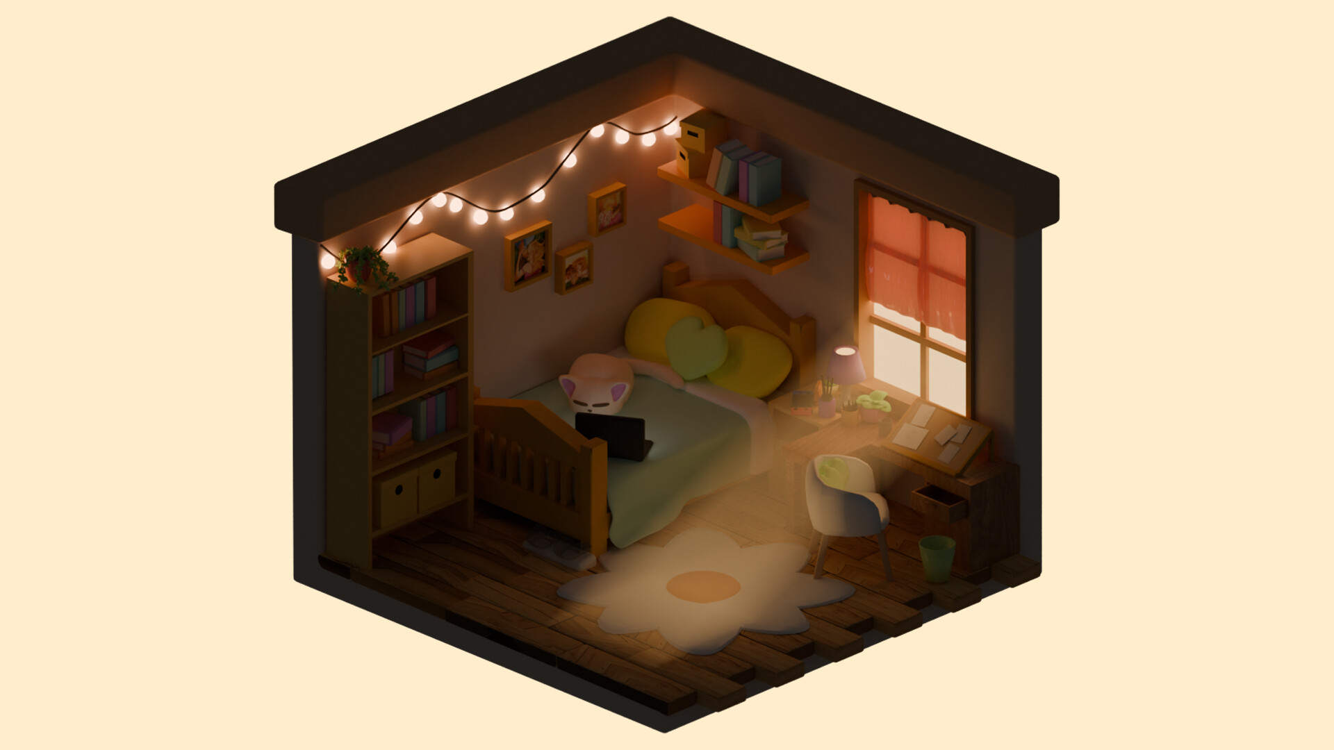ArtStation - Cozy Isometric Room