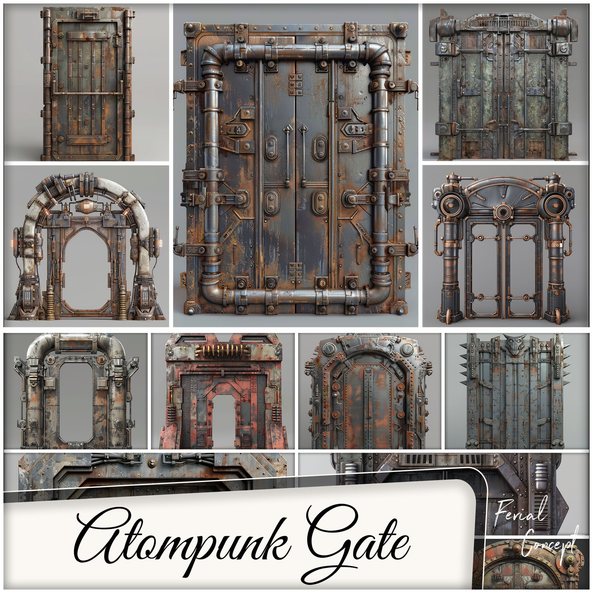 Ferial Concept - 🔹230 Atompunk Gate - Game Asset Reference Image Pack v ...