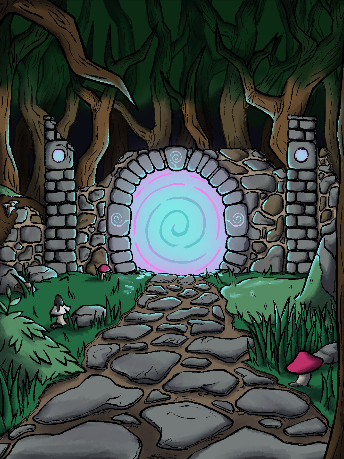 ArtStation - A fey portal deep in the woods