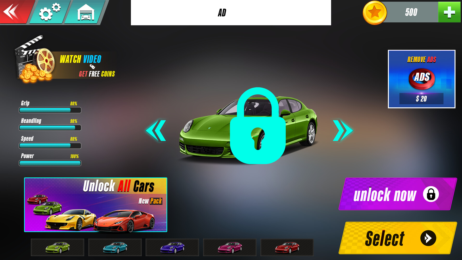 Hasnain Rafiq - Racing Game UI Design
