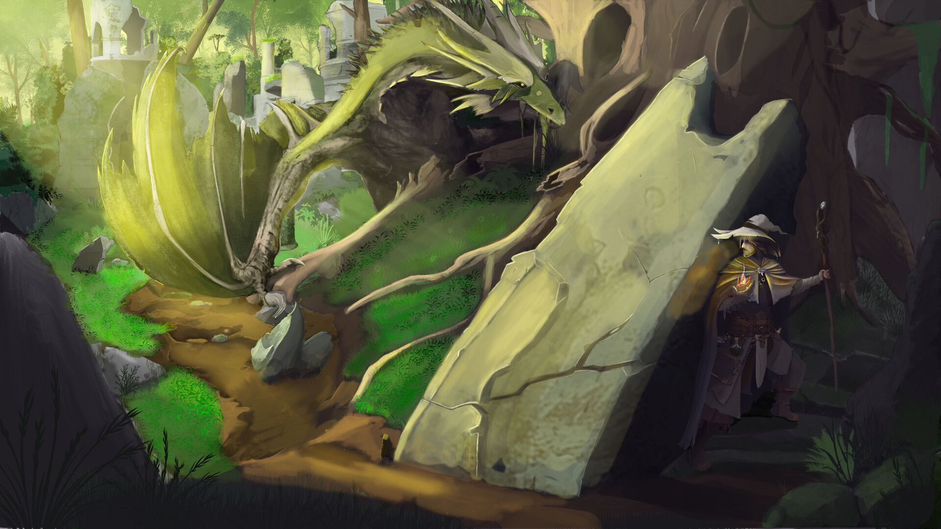 ArtStation - Маг и Дракон