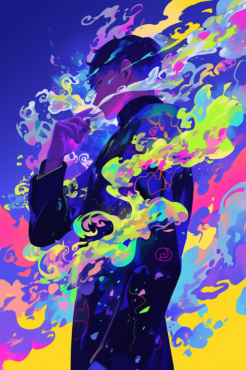 ArtStation - Boy in Colorful Smoke