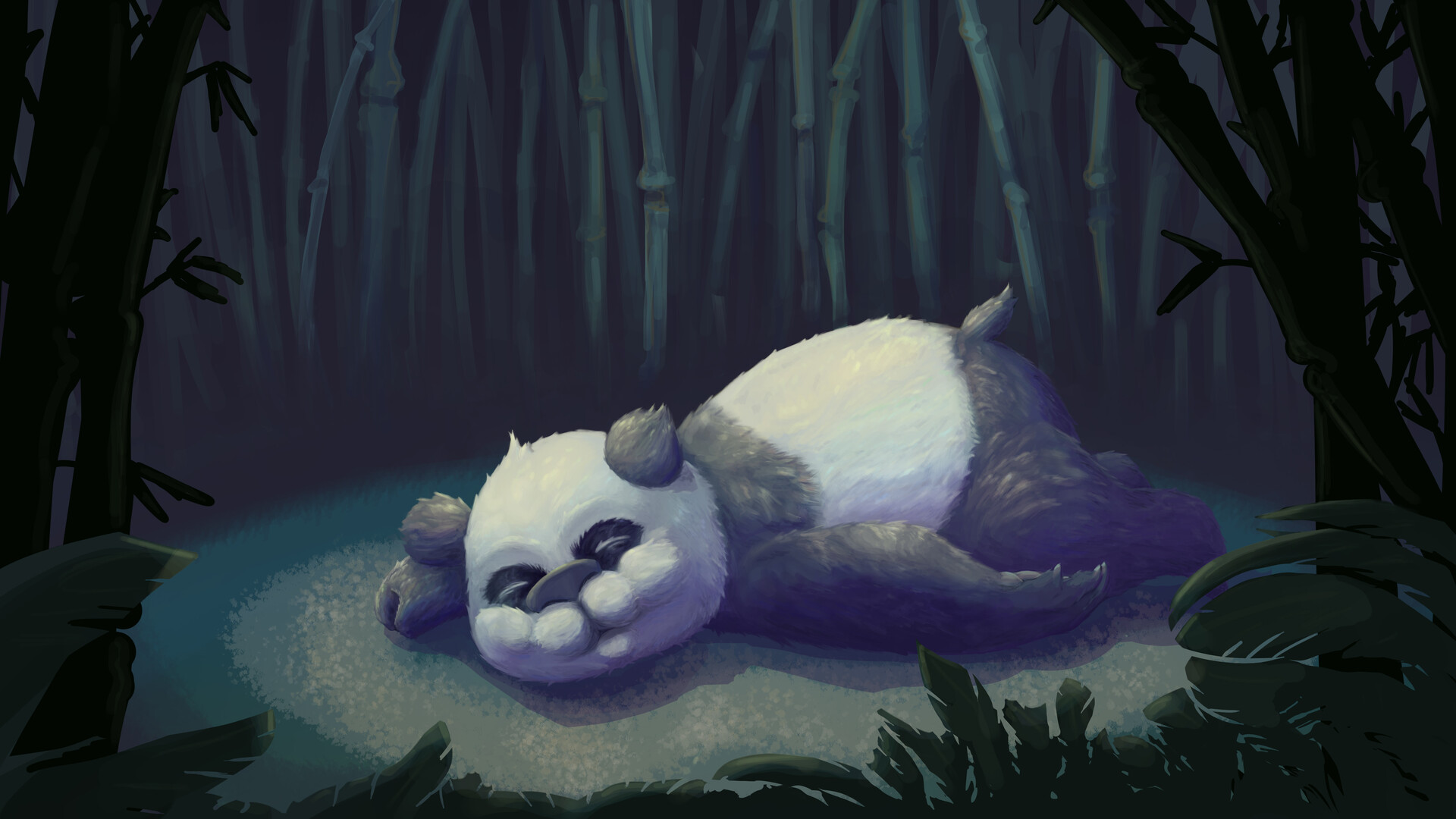 ArtStation - Panda Sleeping with Bamboo
