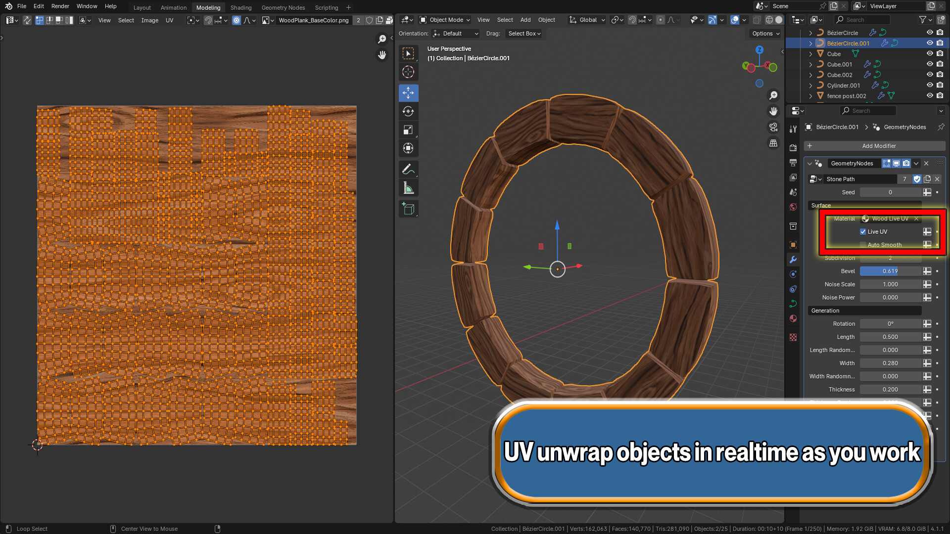 3D Tudor - Blender 4 Stone Geometry Node with Live UV Automatic Unwrapping