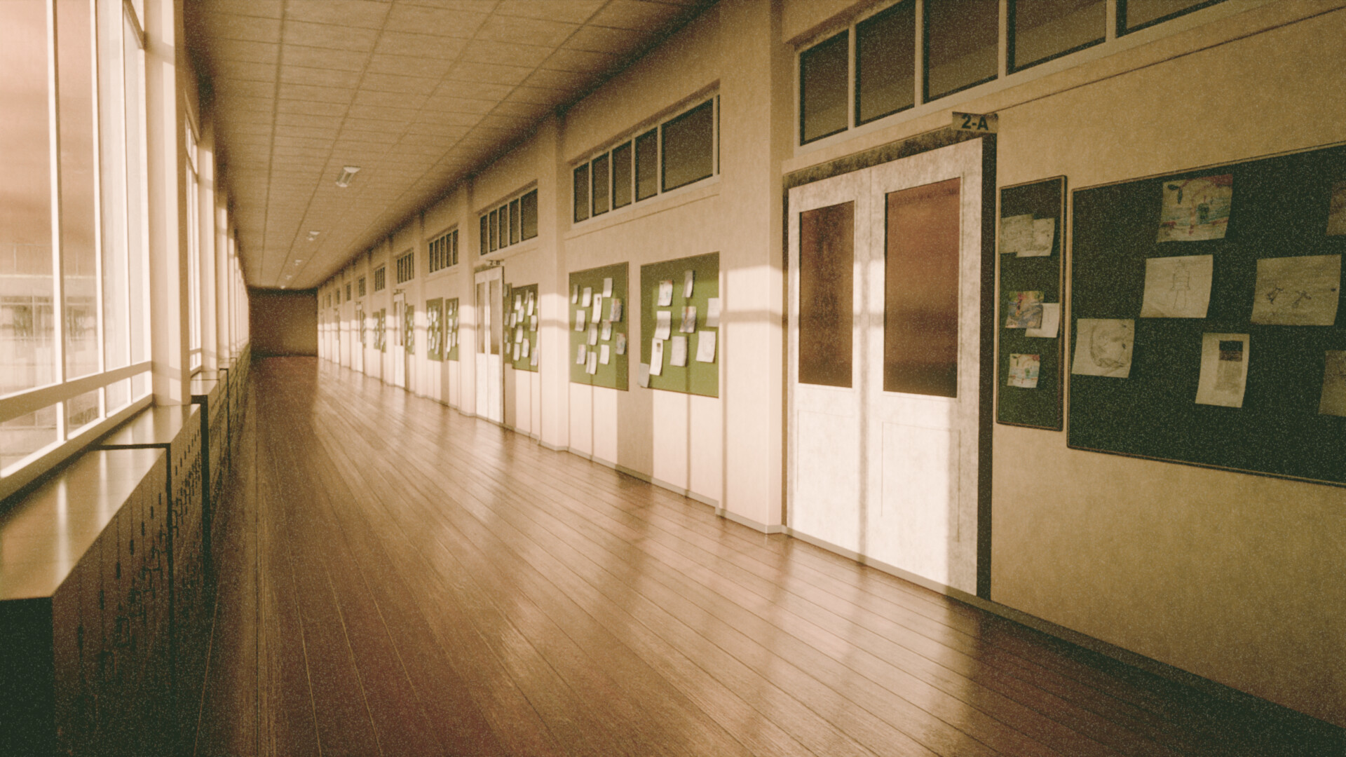 ArtStation - Japanese School Hallway