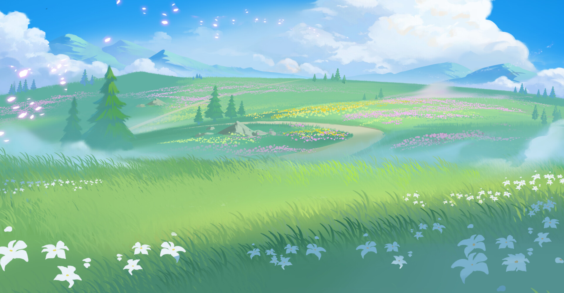 ArtStation - Scene Atmosphere - daytime grassland （场景氛围-白天草原）