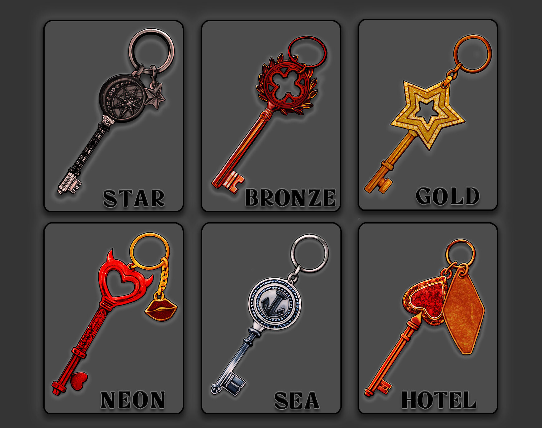 ArtStation - Commision work keys with diffrent themes.