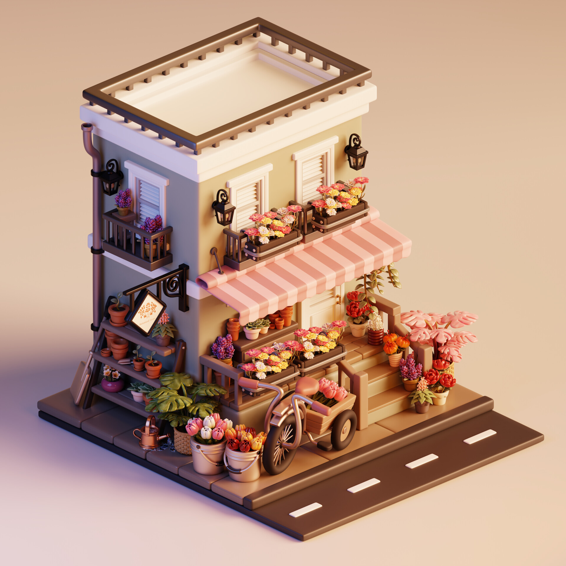 ArtStation - Isometric 3D Scene | Flower Shop