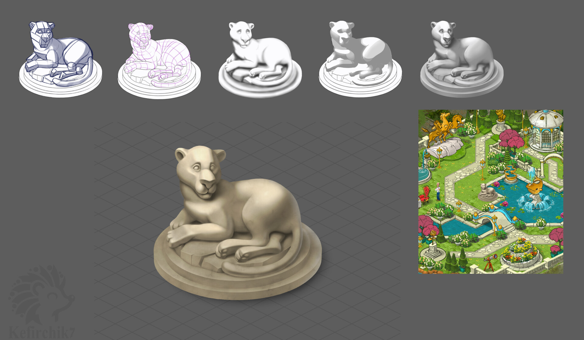 ArtStation - Marble statue of a panther