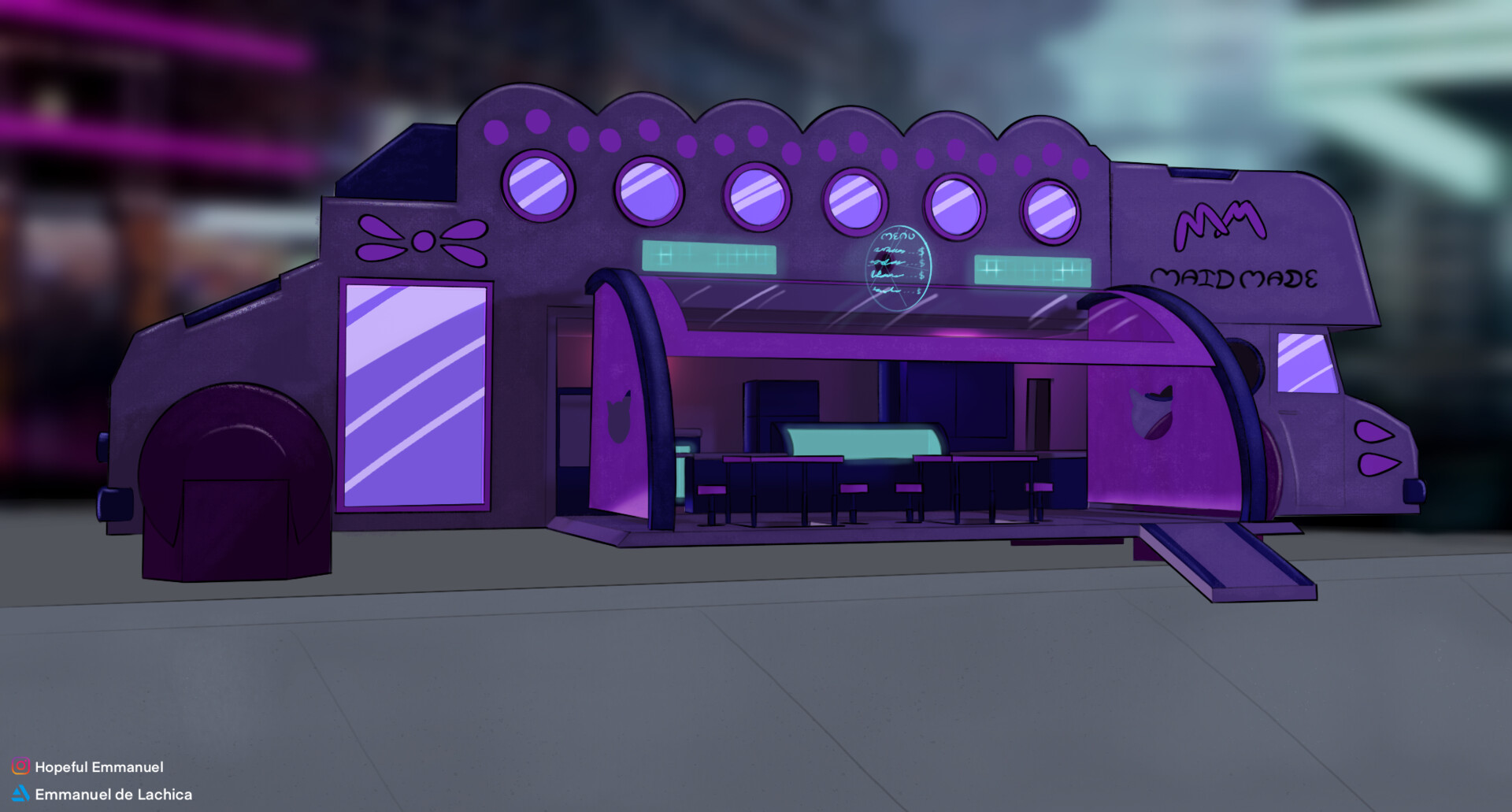 ArtStation - Maid Made Cafe Cyberpunk Foodtruck