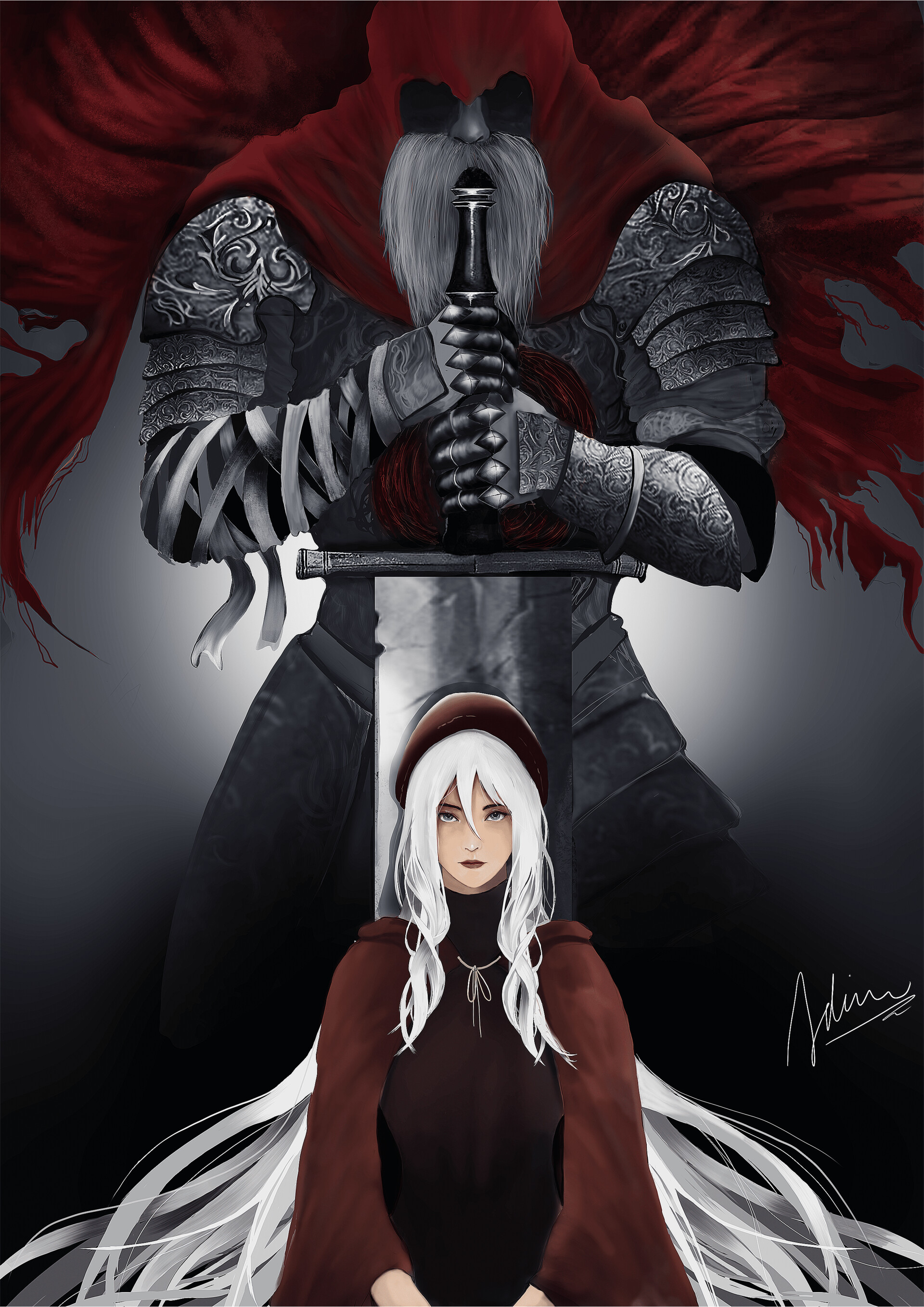 Adin - Slave Knight Gael and Lady Painting