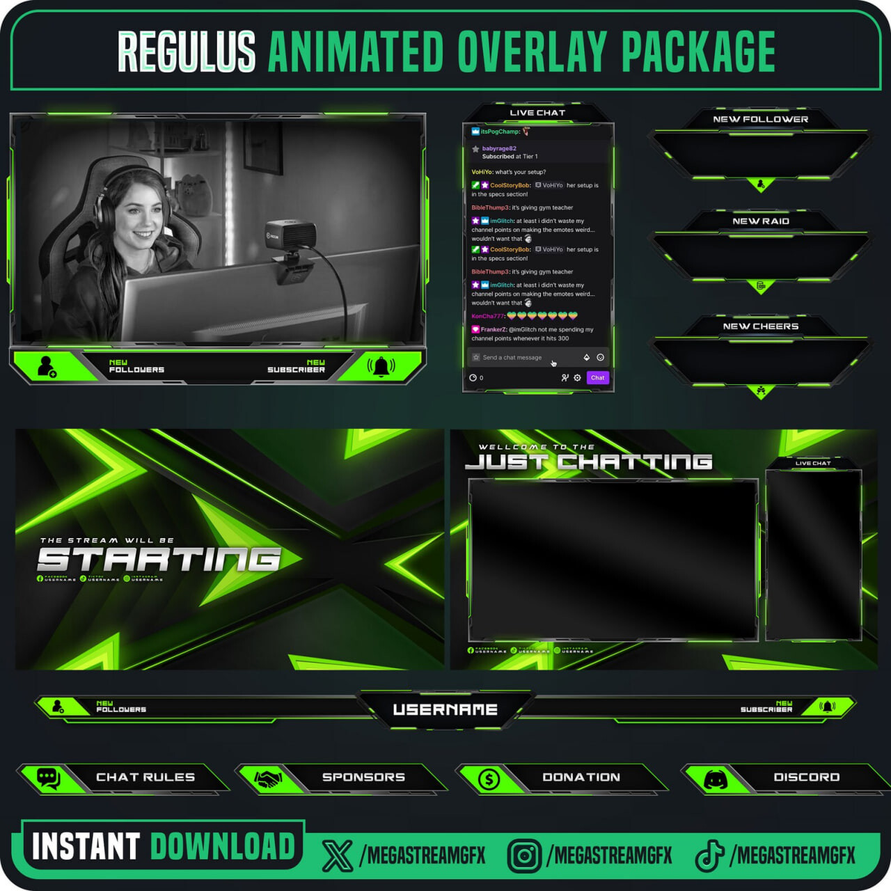 ArtStation - Green Twitch Overlay Package