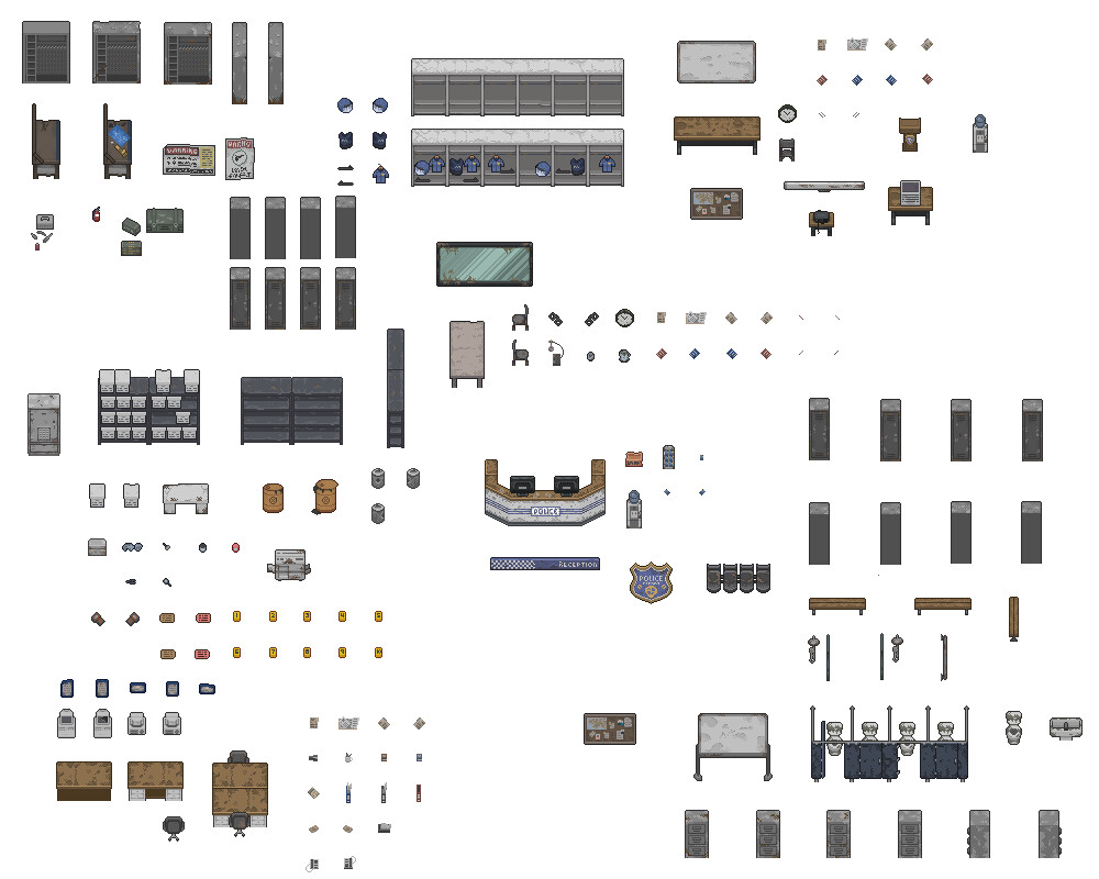 ArtStation - Police Station (Post-Apocalypse) Pixel Art Game Asset