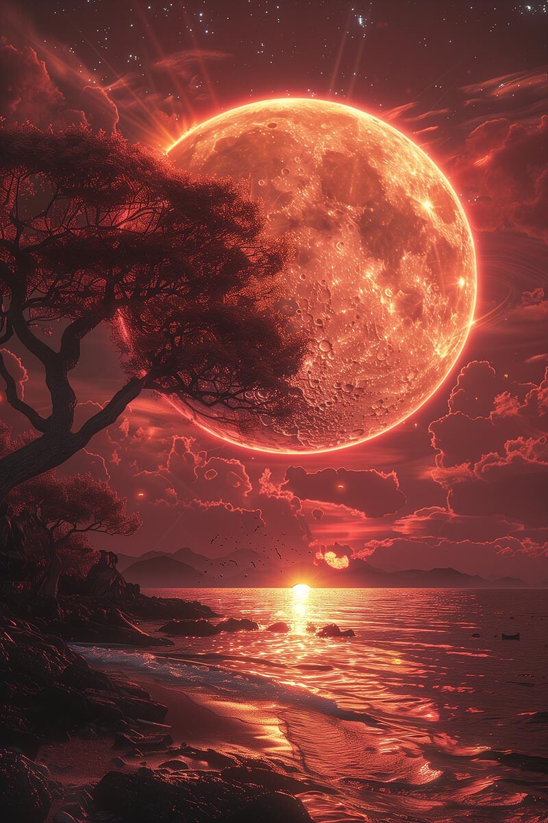 ArtStation - Stunning red moon