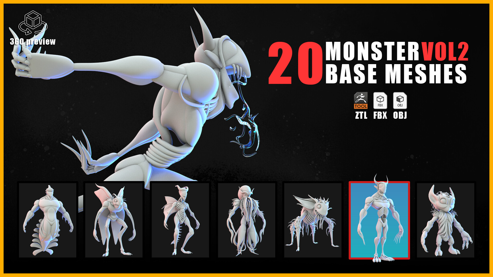3D Assets Repository - 20 Monster Base Mesh (Creature) - VOL 02
