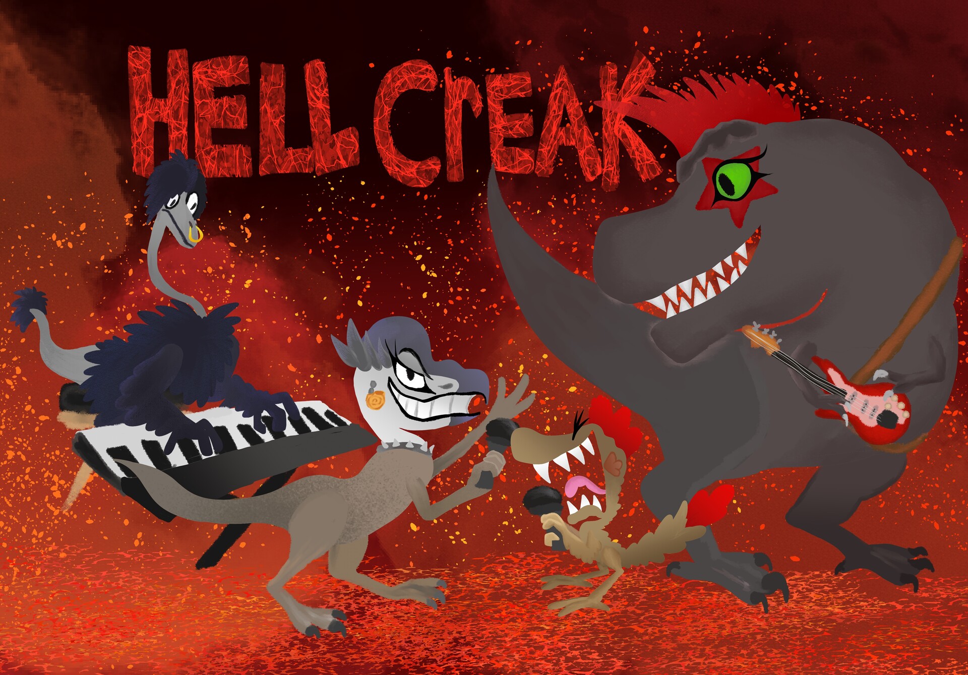 ArtStation - Dinosaur rock band Hell Creak