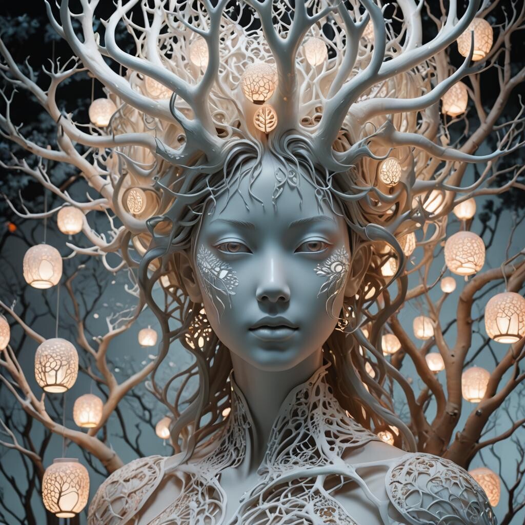 ArtStation - portrait of a female with lanterns