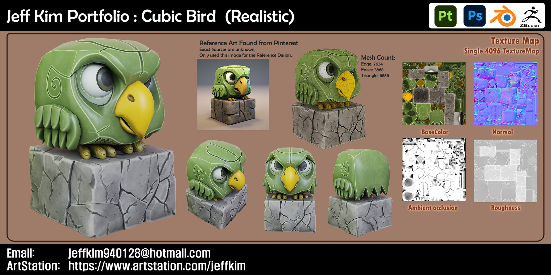 ArtStation - 3D Modeling: Cubic Bird (Realistic + Stylize)