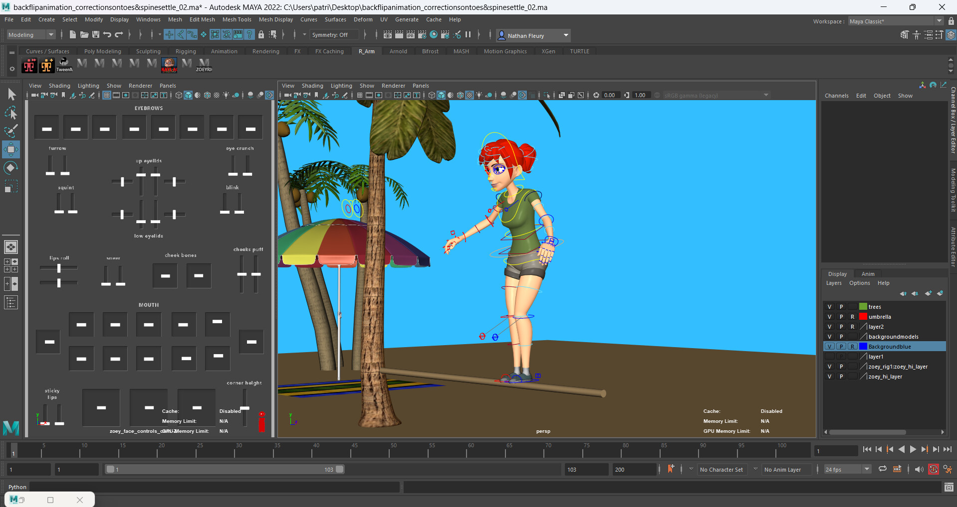 💙 Nathan Fleury 💛 - Backflip on the Beach Body Mechanic Animation