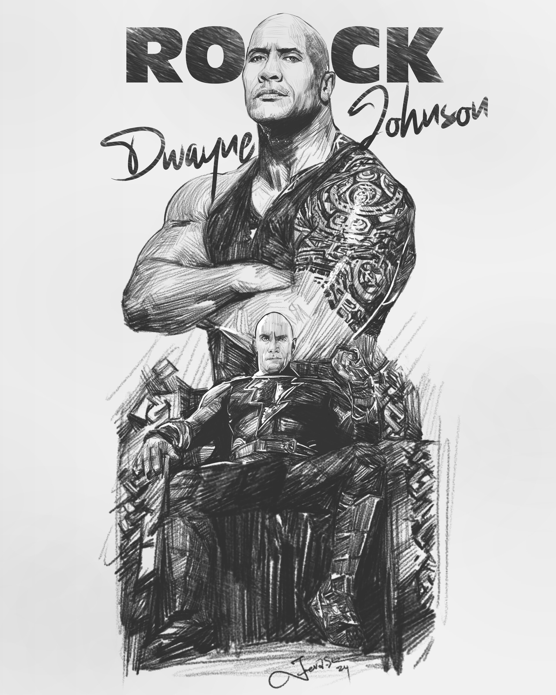 how to draw rock wwe